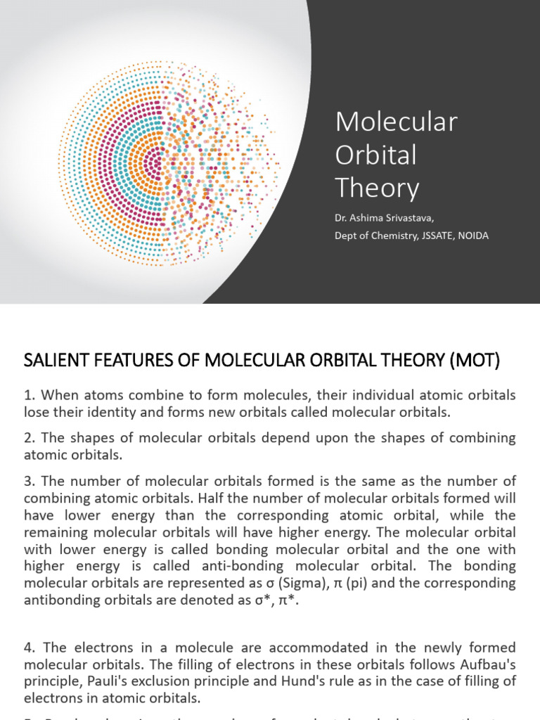 Molecular Orbital Theory: Dr. Ashima Srivastava, Dept of Chemistry, JSSATE, NOIDA | PDF ...