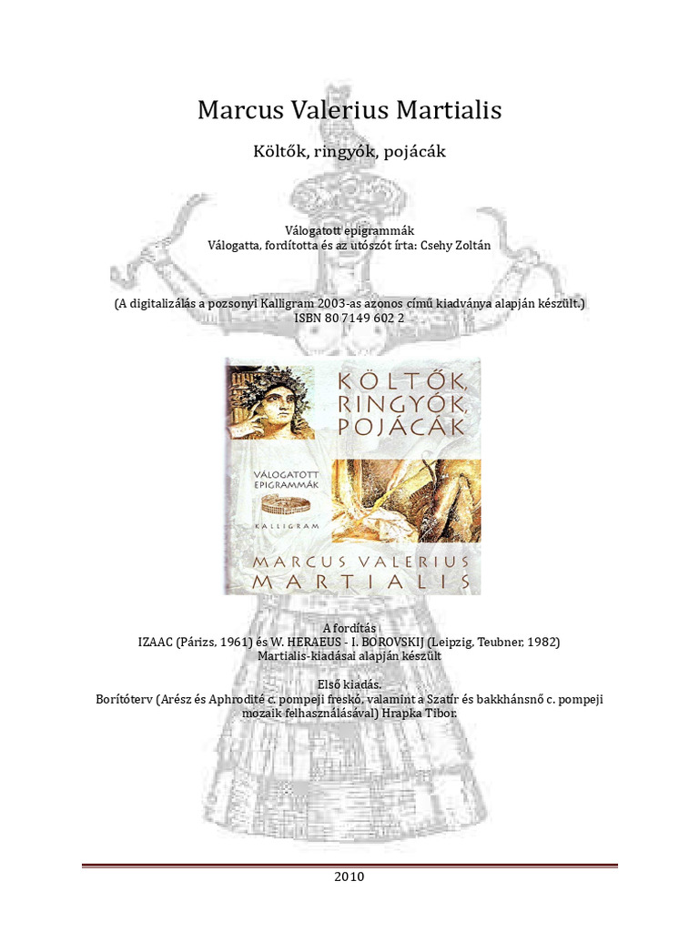 Martialis Költők Ringyók Pojácák | PDF