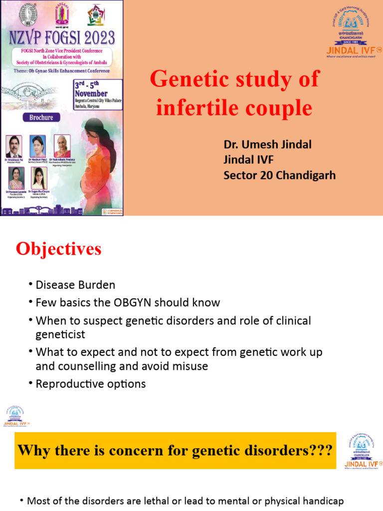 Genetic Study of Infertile Couple - Jindal IVF Chandigarh | PDF