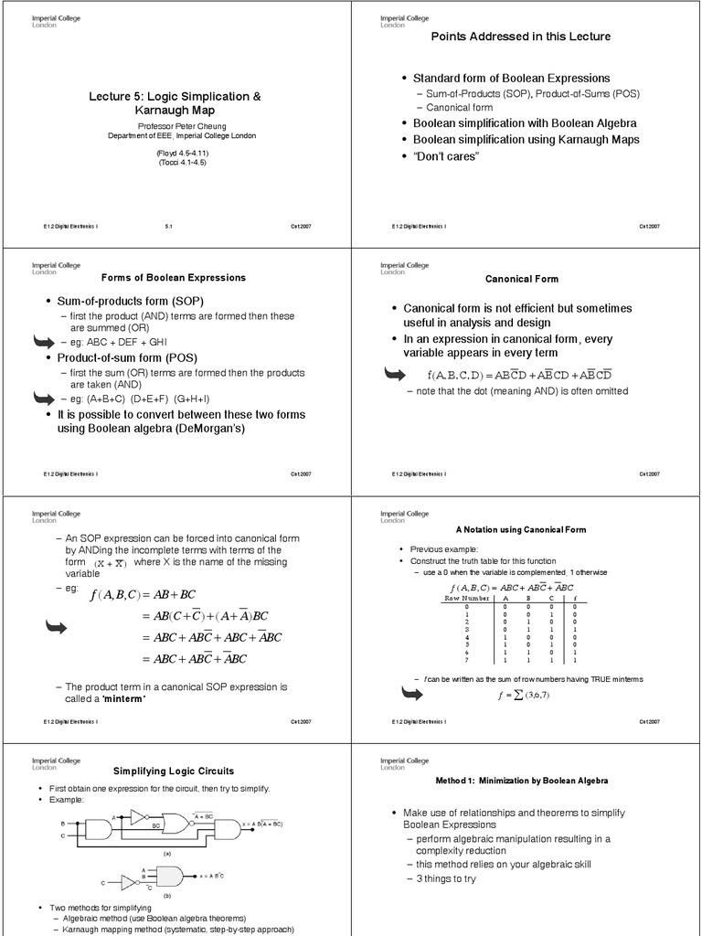 Lecture5 Karnaugh Map | PDF