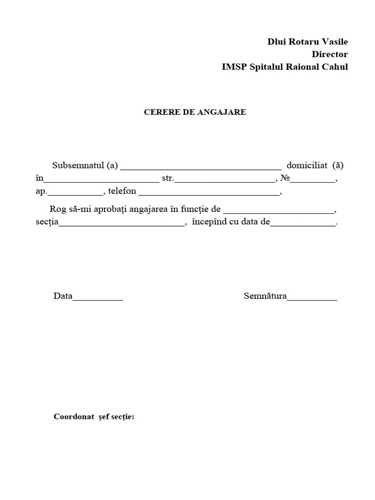 1. Model Cerere de Angajare | PDF 1. Model Cerere de Angajare | PDF