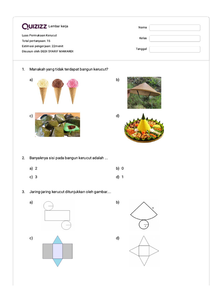 Luas Permukaan Kerucut | PDF | Metode & Bahan Ajar | Sains & Matematika