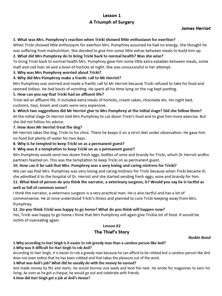 Class 10 Footprints Lession 1 To 7 | PDF