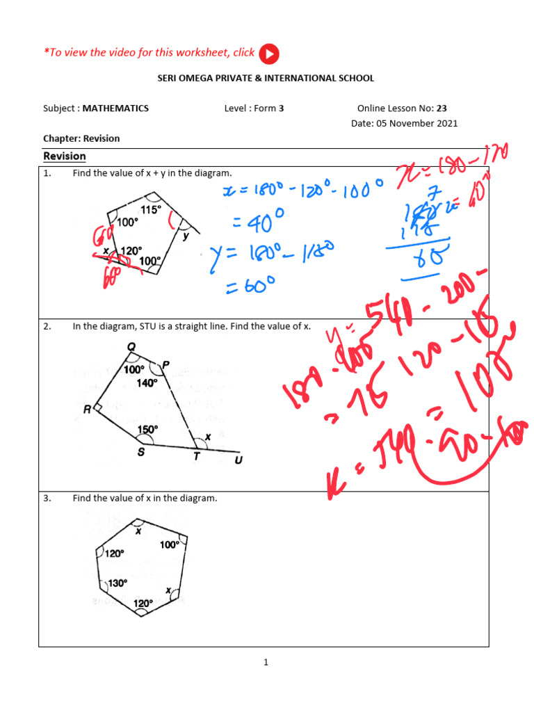 F3 Maths Online Lesson 23 | PDF | Area | Circle