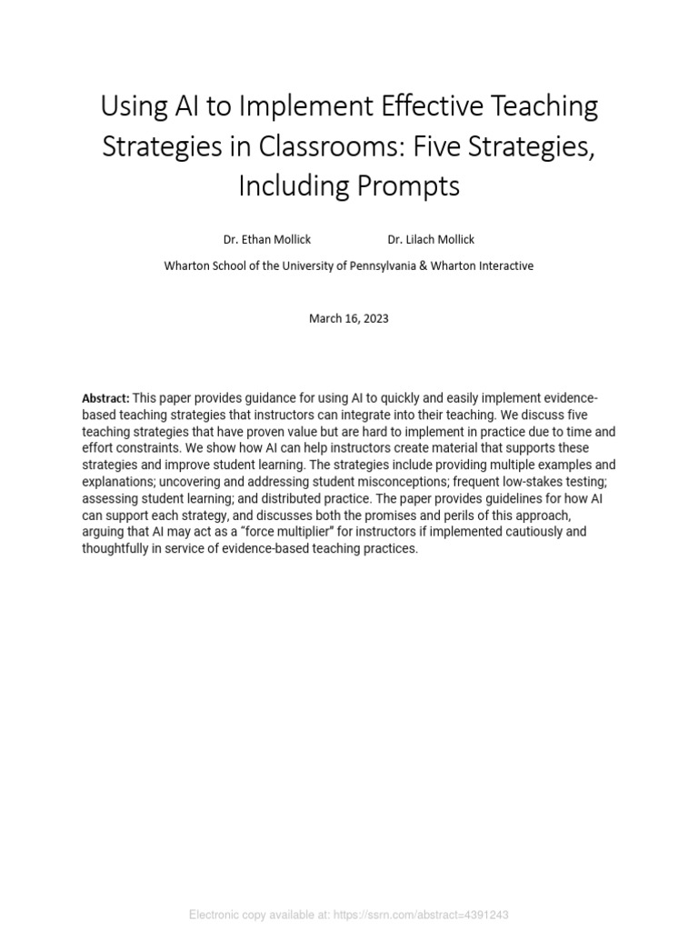 Using AI To Implement Effective Teaching | PDF | Intelligence (AI ...
