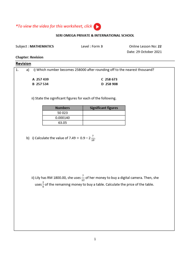 F3 Maths Online Lesson 22 | PDF | Area | Circle
