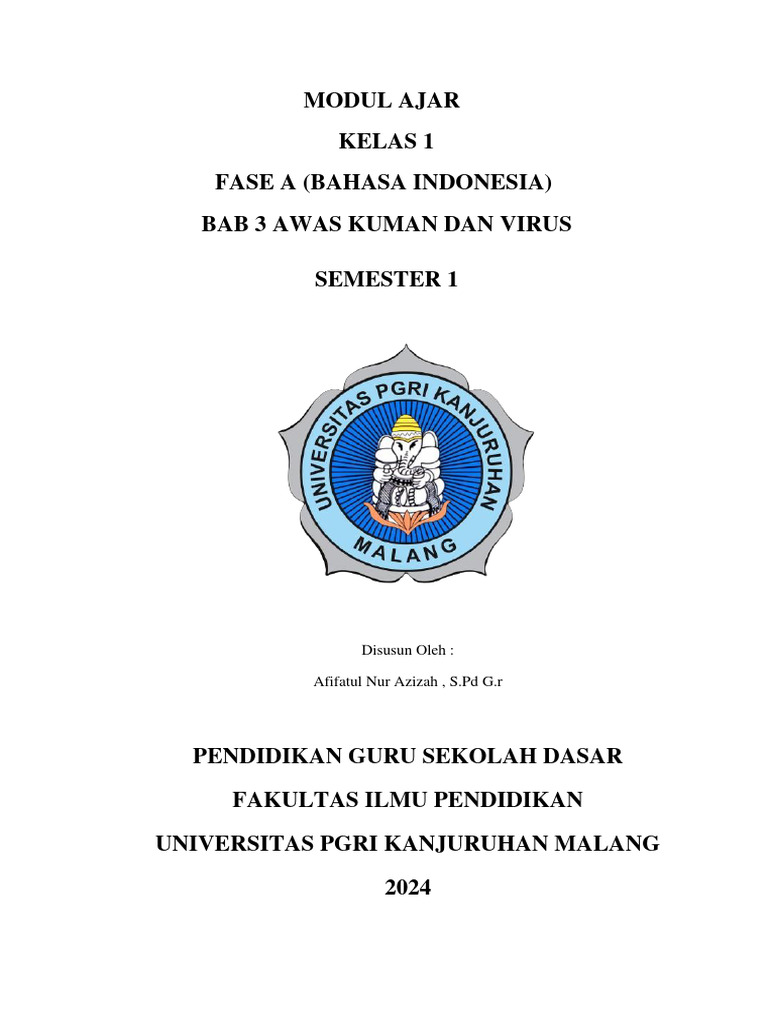Perangkat Bahasa Indonesia Kelas 1 Bab 3 Subtema 1 | PDF