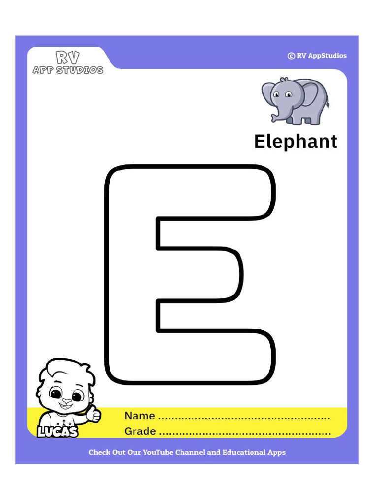 Printable Worksheets For Kids Letter e Coloring Pages | PDF