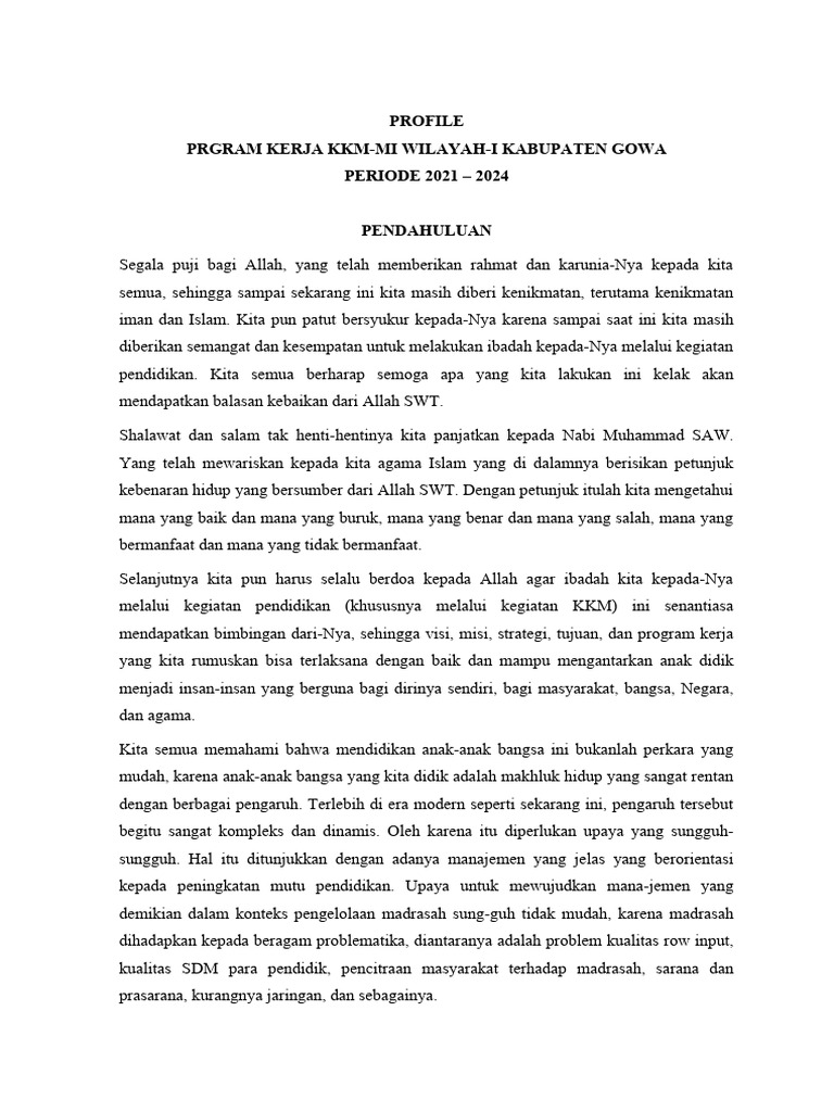 PROGRAM KERJA KKM-MI-kab - Gowa-2021-2024 | PDF | Karier & Perkembangan | Ilmu Sosial
