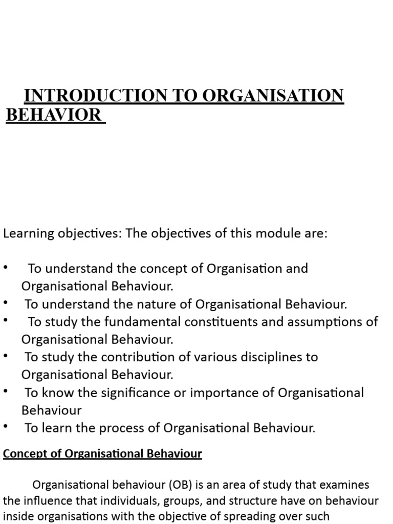 Introduction To OB | PDF | Organizational Behavior | Behavior