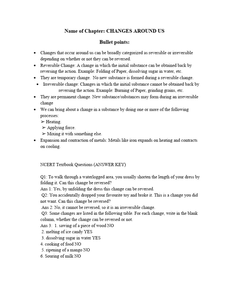 Reversible vs. Irreversible Changes | PDF | Materials | Chemistry