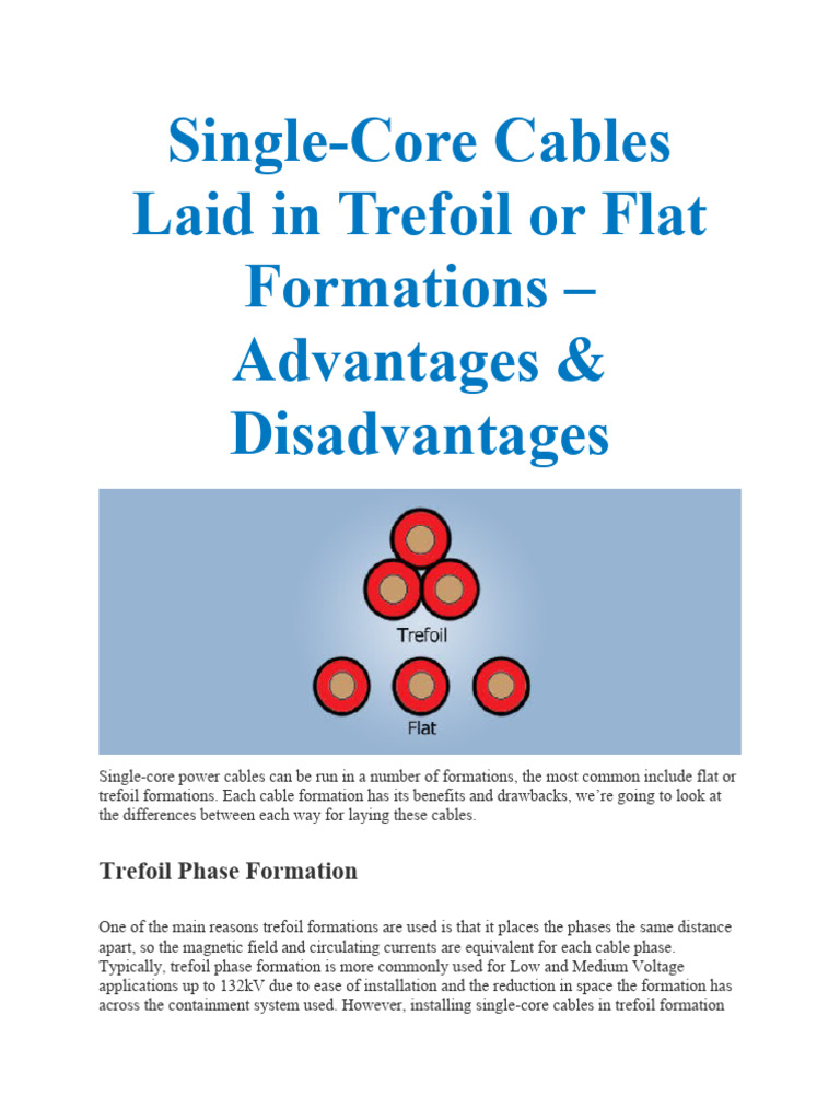 Single-Core Cables Laid in Trefoil or Flat Formations | PDF | Materials ...