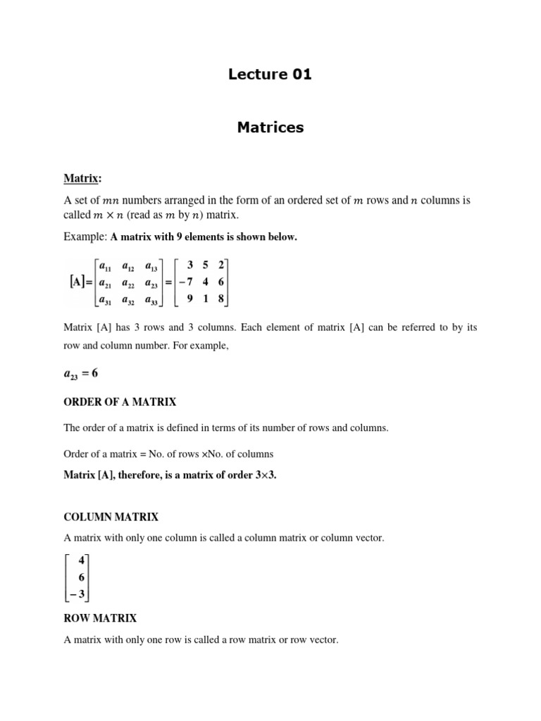 Introduction to Matrices and Operations | PDF | Matrix (Mathematics ...
