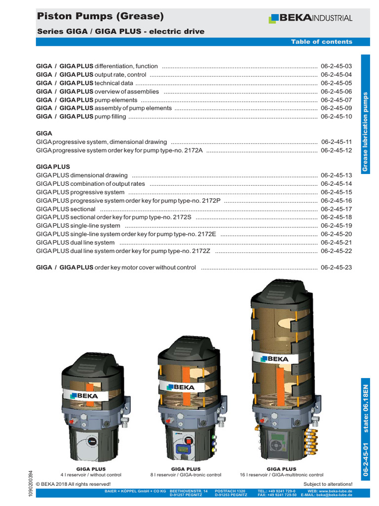 GIGA-PLUS Grease Lubrication Pumps | PDF | Pump | Electric Motor