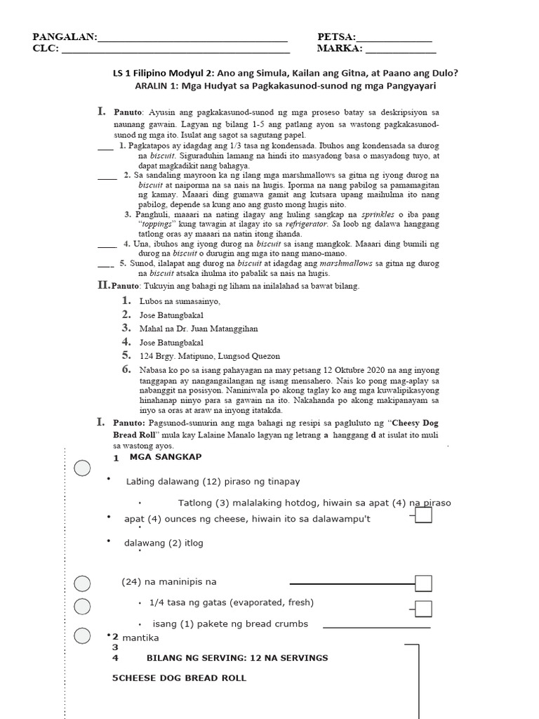 Activity Ls 1 Filipino Module 2 | PDF