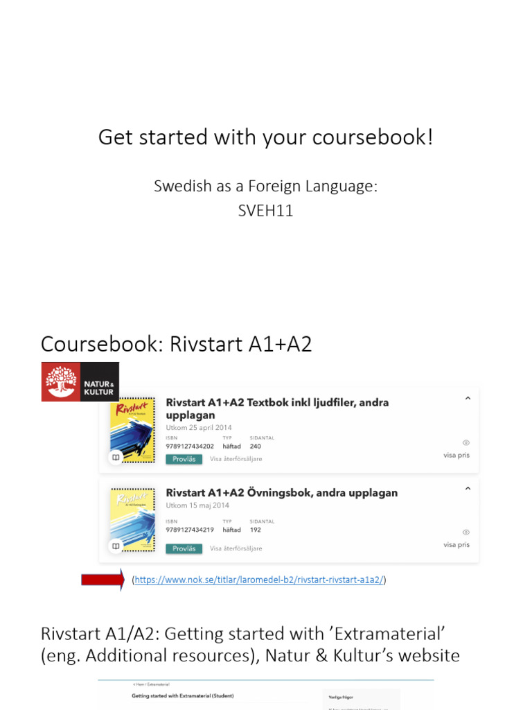 Rivstart - A1 - A2 - Get Started With Your Coursebook | PDF