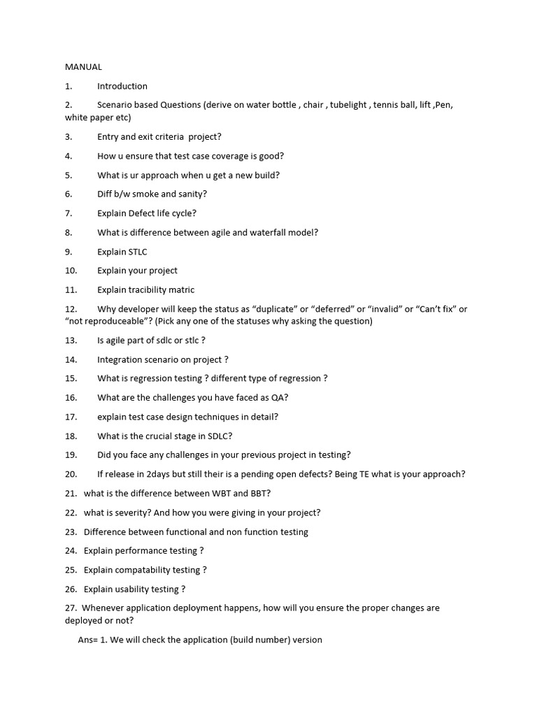 Manual Interview Questions | PDF | Databases | Computer Engineering