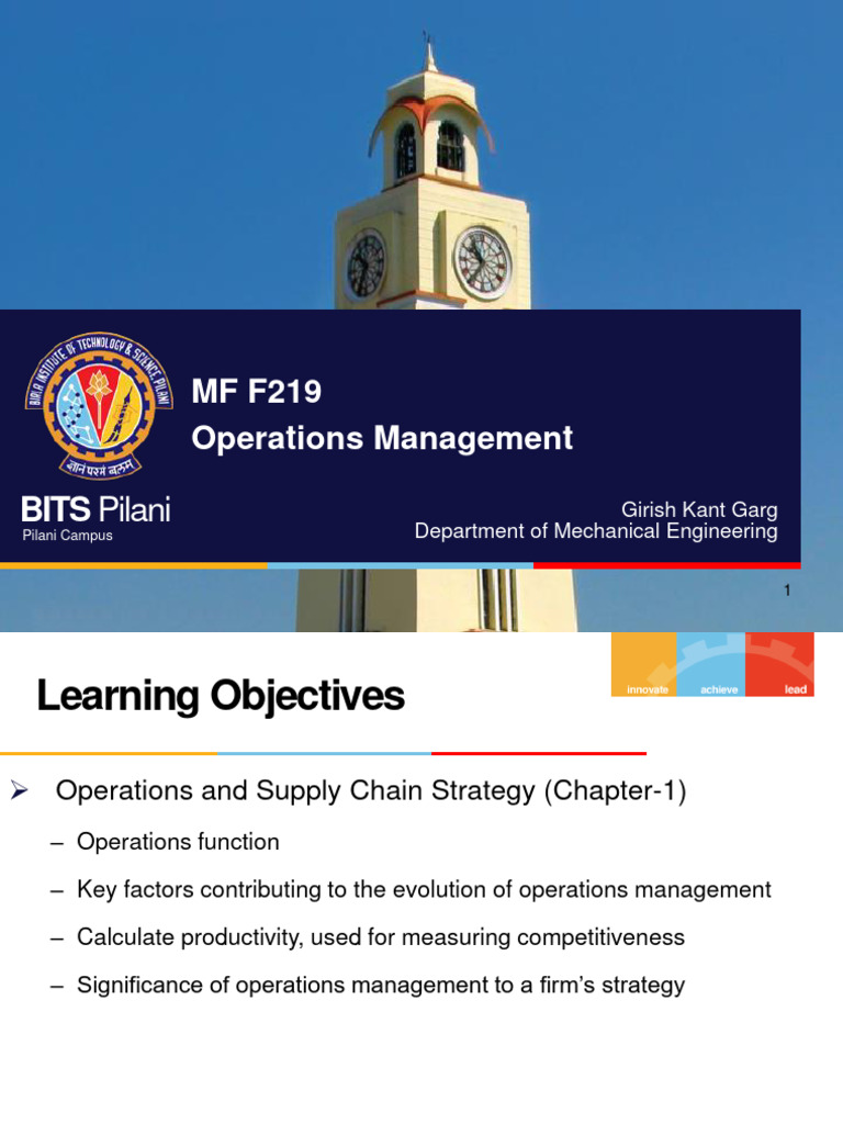 Chapter 1 Operations Management Pdf Operations Management Labour