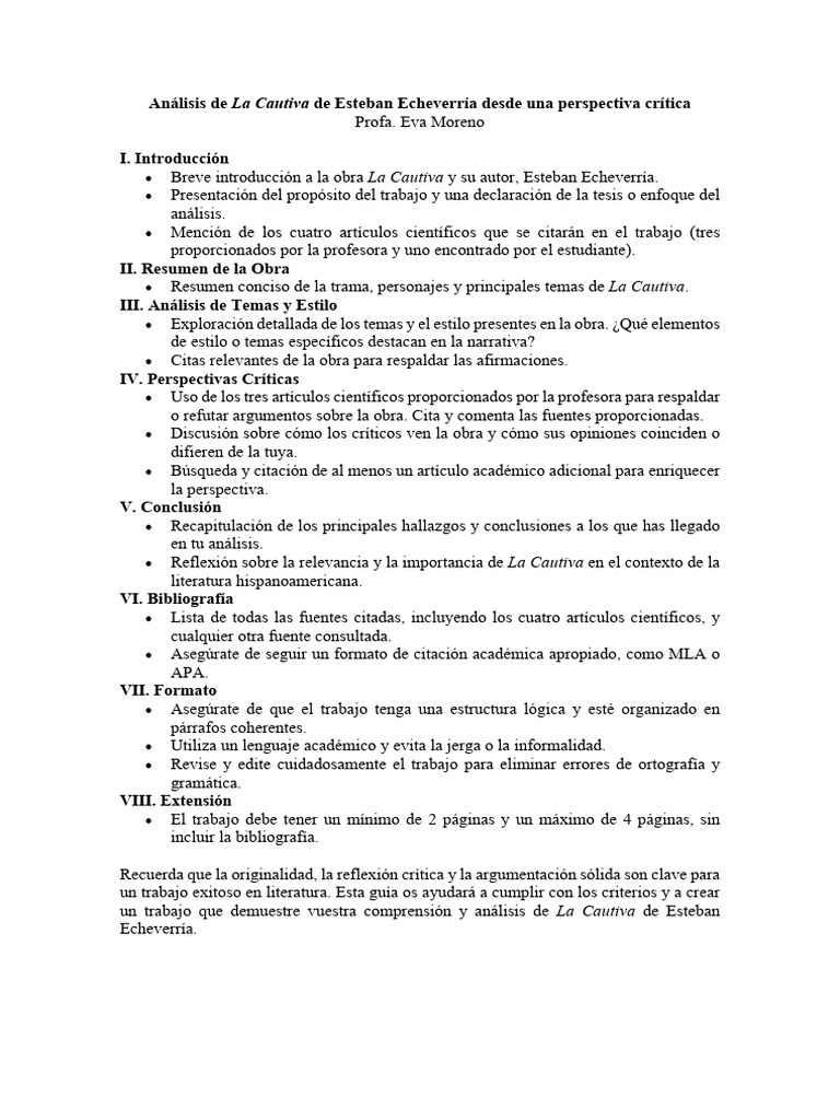 Análisis crítico de La Cautiva | PDF