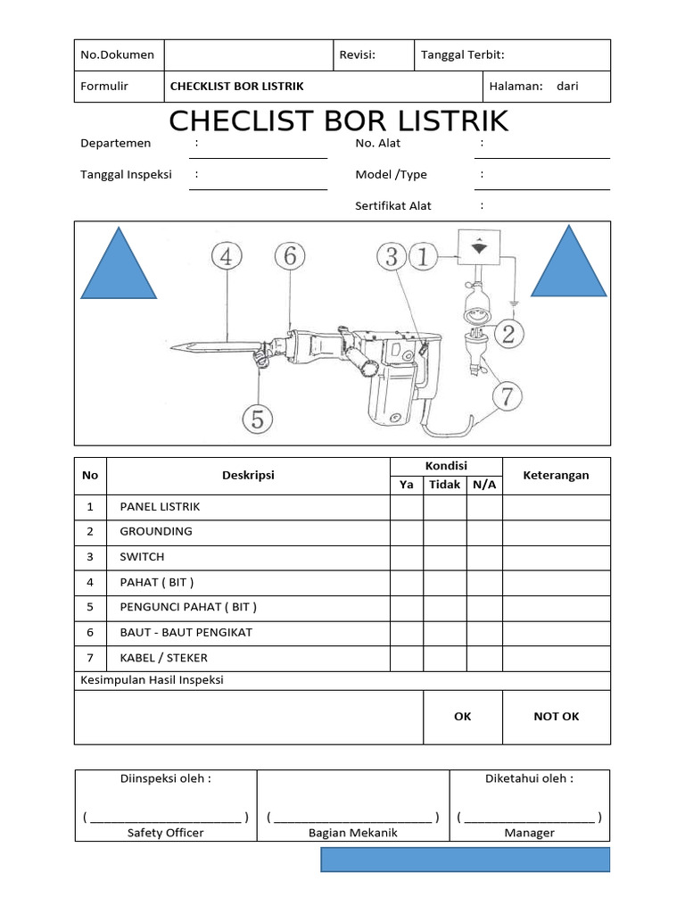 Check List Inspeksi Hammer Drill | PDF
