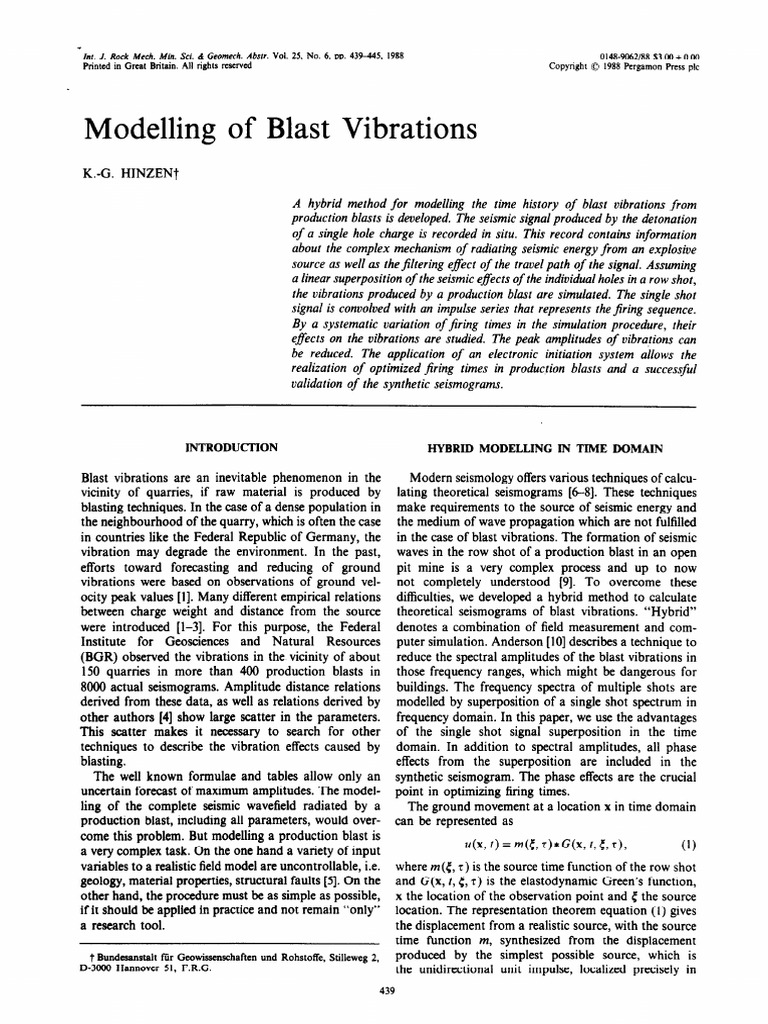 Modelling of Blasting Vibration 1 | PDF | Seismology | Spectral Density