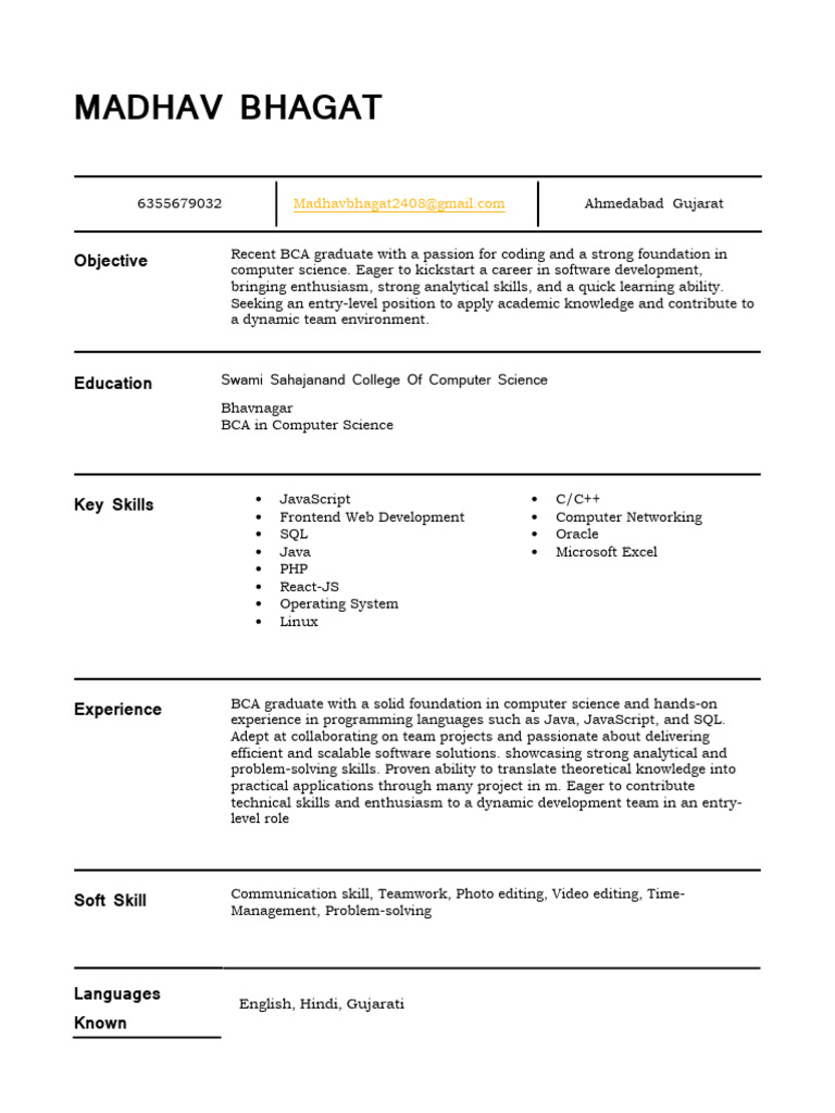 Madhav Resume | PDF | Java Script | Java (Programming Language)