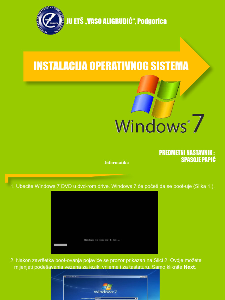 10. Instalacija Windows 7 Operativnog Sistema | PDF