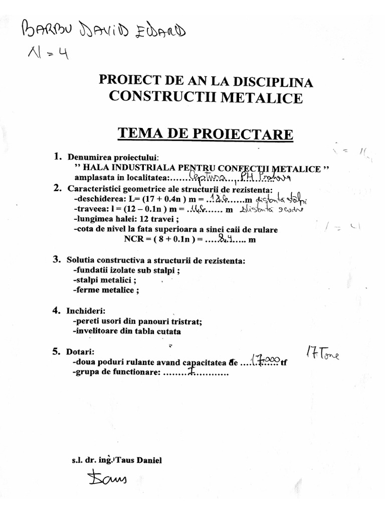 Constructii Metalice 2Proiect | PDF