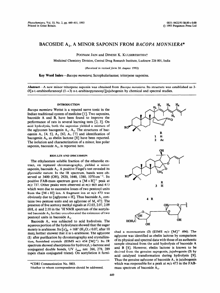 Bacoside A1 | PDF | Solubility | Chemistry