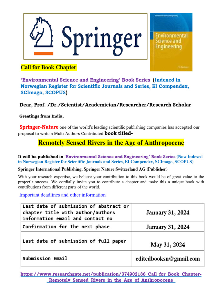 SPRINGER SCOPUS BOOK CHAPTER INVITATION | PDF | Geographic Information ...