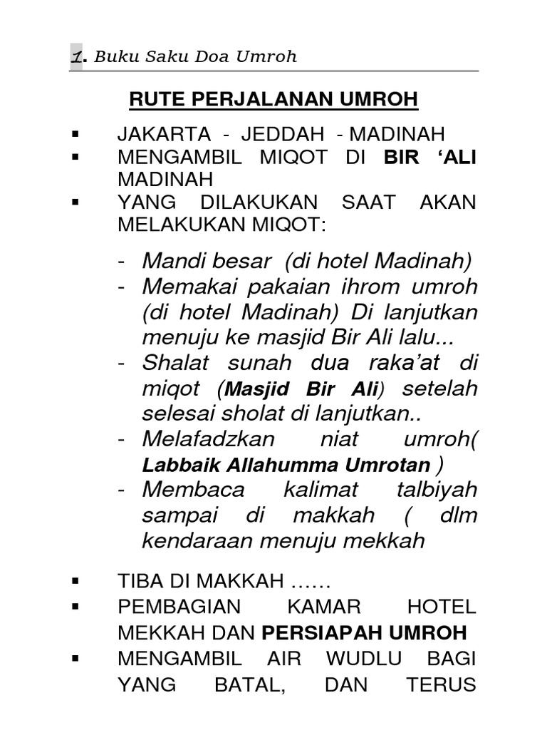 Panduan Doa dan Niat Umroh | PDF