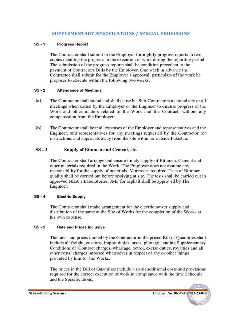 Special Provision Specifications - 20230508112053 | PDF | Indemnity ...