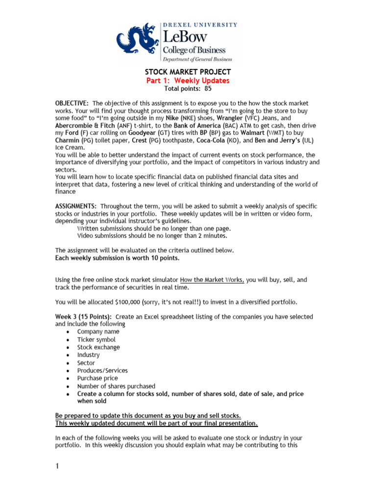 Weekly Stock Market Analysis Project | PDF | Business | Finance & Money ...