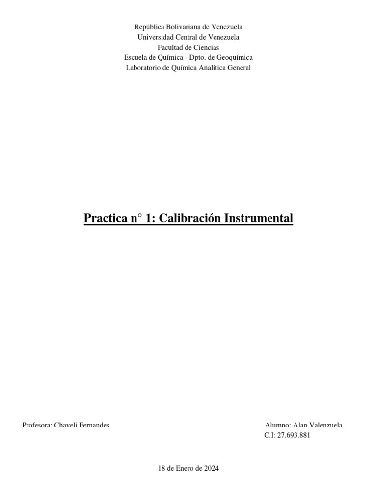 Practica N° 1 - Calibración Instrumental | PDF