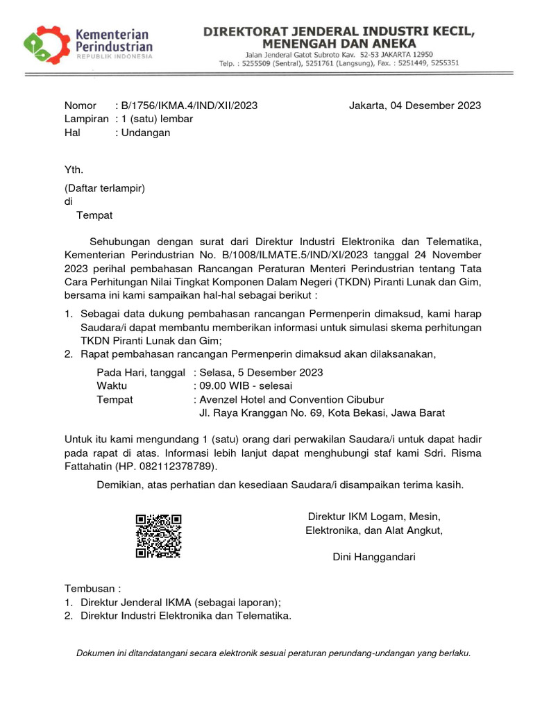 Surat Undangn Pembahasan Draft TKDN SOftware | PDF