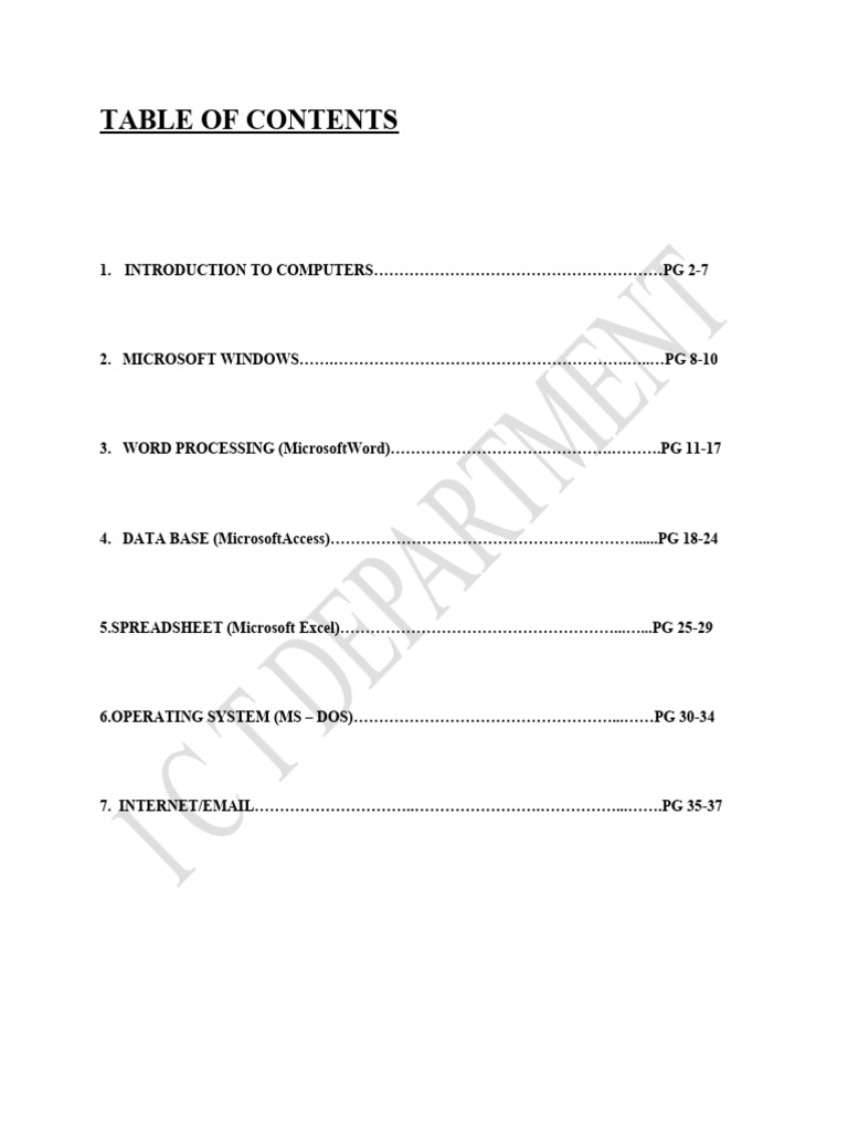 Ict Booklet 2019 | PDF | Window (Computing) | Spreadsheet