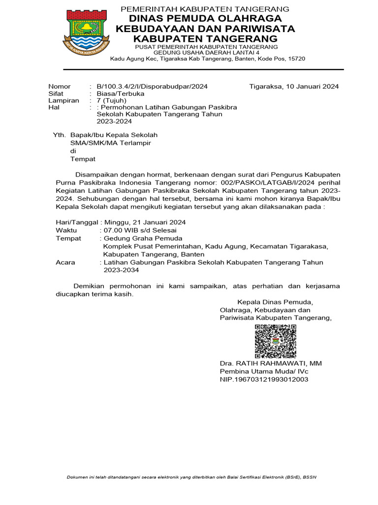 Surat Pemberitahuan Latihan Gabungan 1 | PDF