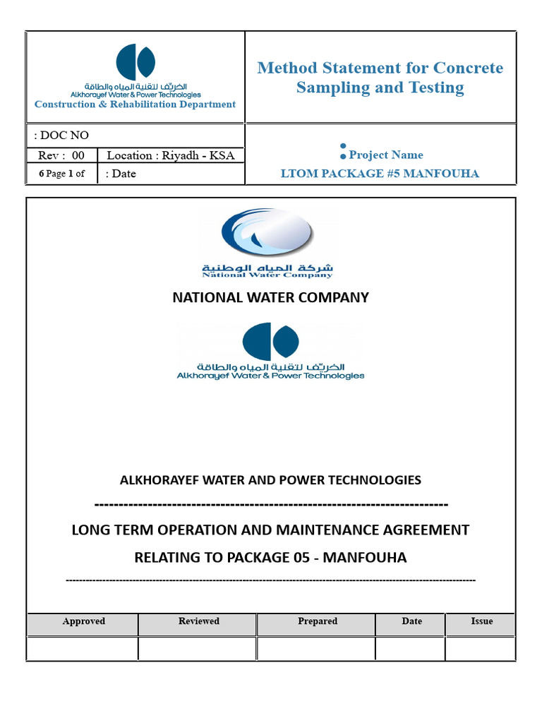 Method Statement for Concrete Sampling and Testing | PDF | Concrete ...
