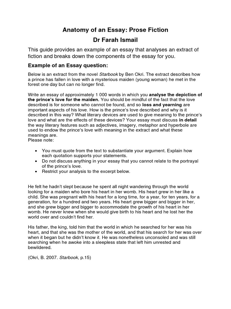 Analyzing Prose Fiction Essays | PDF | Essays | Love