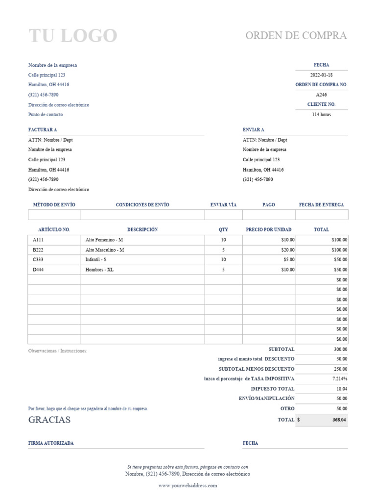 IC Purchase Order Template 27221 ES | PDF | Economias