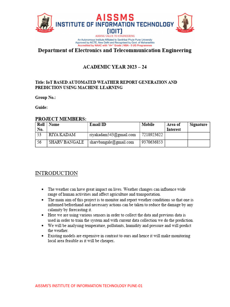 Weather Report Generation and Prediction | PDF | Weather Forecasting ...