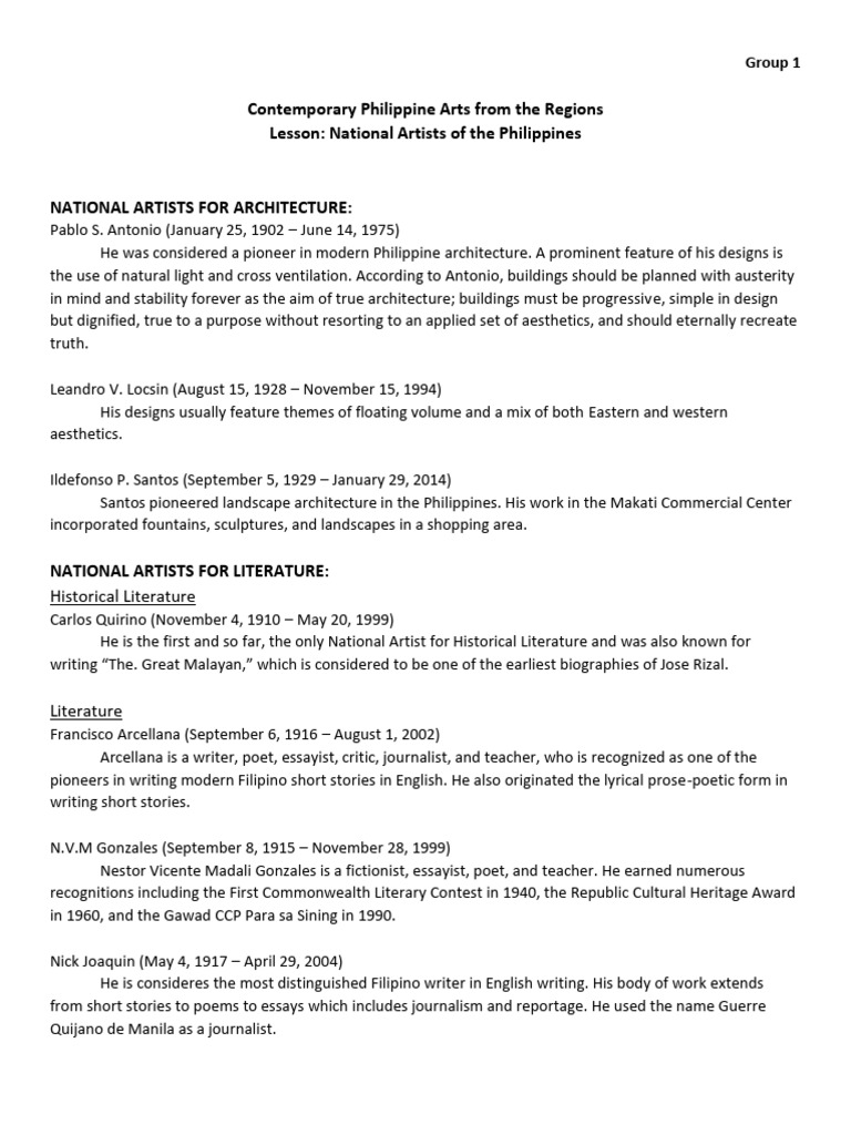 CPAR National Artists Group Presentation | PDF | Philippines