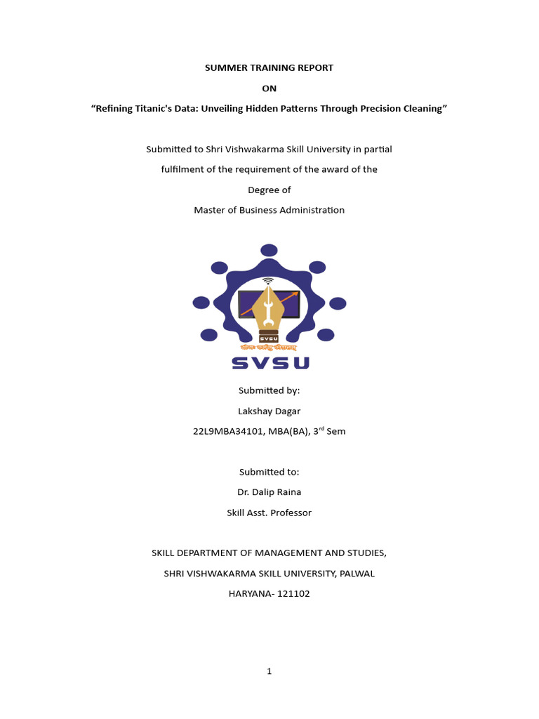 Summer Training Report | PDF | Data | Data Analysis