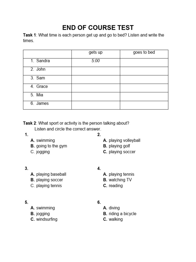 End Course Test | PDF