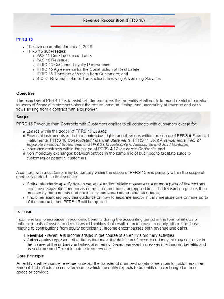 Revenue Recognition (PFRS 15) | PDF