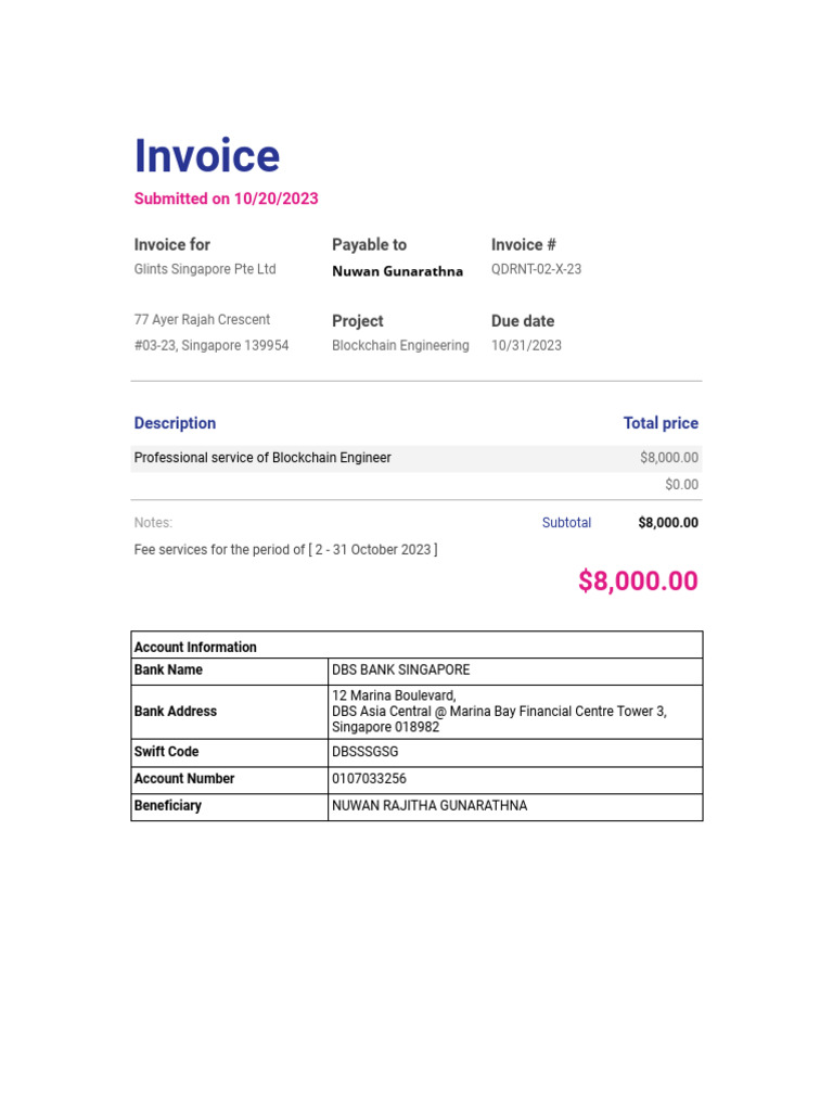 Invoice Template - Invoice Oct 2023 | PDF | Finance & Money Management ...
