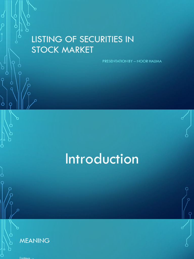 How to List Securities in Stock Market | PDF