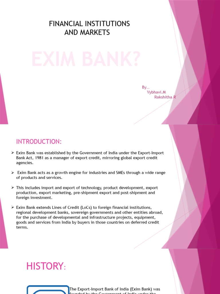 Exim Bank?: Financial Institutions and Markets | PDF | Exports | Banks