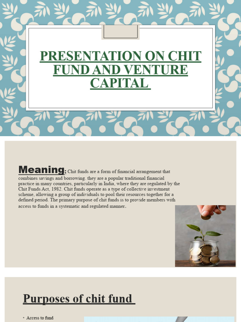 Chit Funds and Venture Capital Overview | PDF
