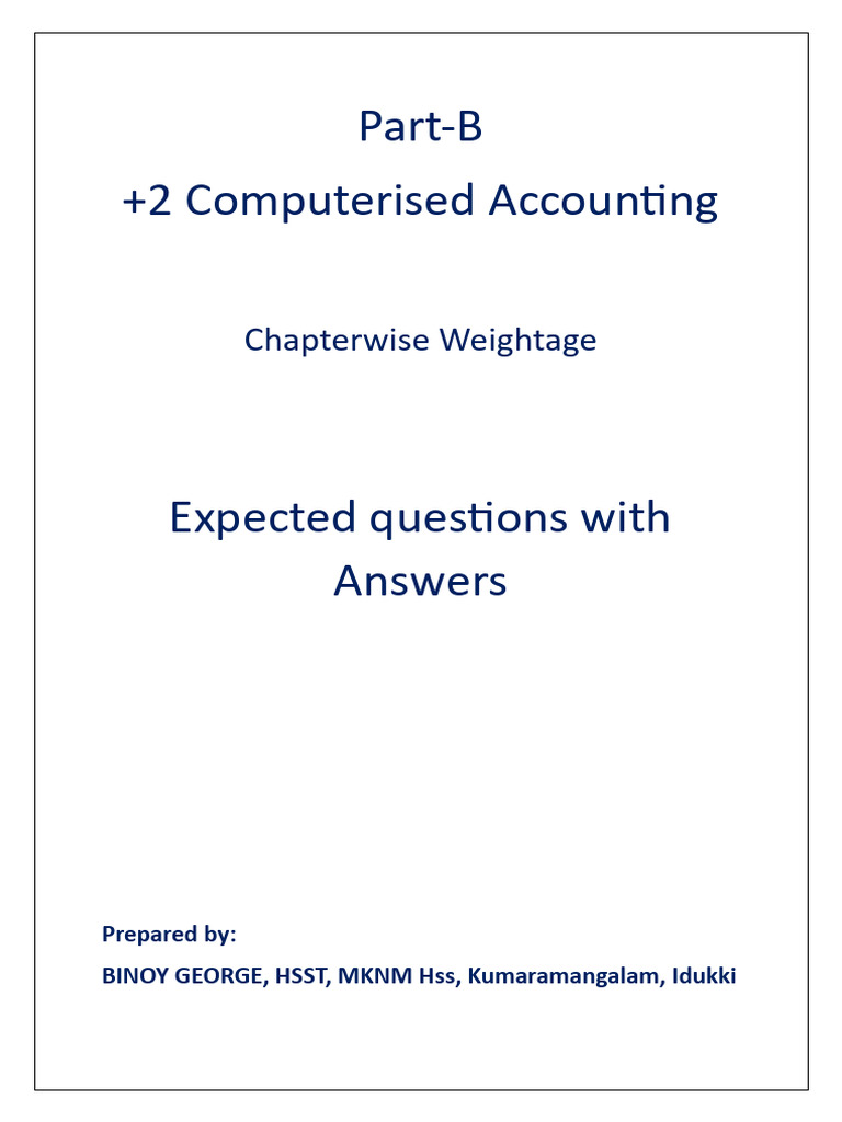 +2 Computerised Accounting, Expected Questions With Answers (All ...